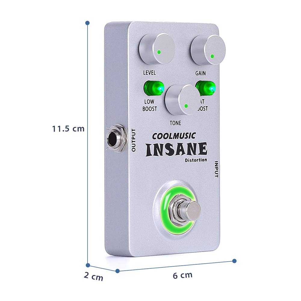 COOLMUSIC C-DI01 Insane Distortion Guitar Bass Distortion Pedal