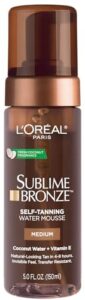 l'oreal paris sublime bronze self tanning water mousse, streak-free natural looking tan, 5 fl. oz