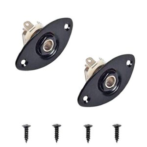 1/4'' oval dented electric guitar jack output plate socket jackplate, black(pack of 2)