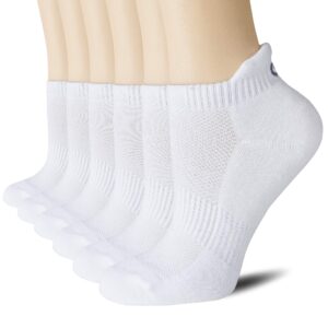 cs celersport cushion no show tab athletic running socks for men and women (6 pairs),small, white