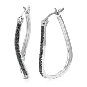 vir jewels 1/4 cttw black diamond hoop earrings in .925 sterling silver 1 inch