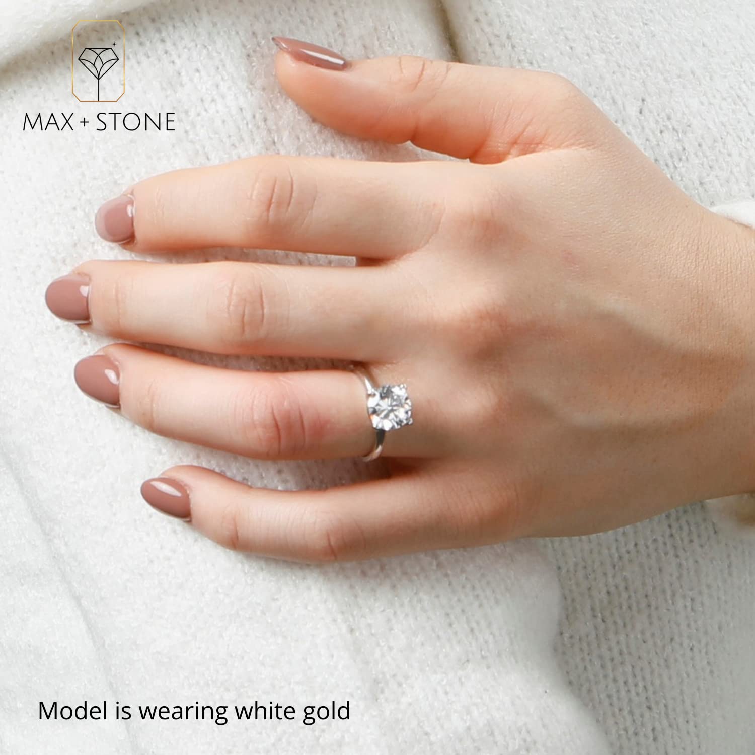 MAX + STONE 3 Carat Round Cubic Zirconia Solitaire Engagement Ring for Women | 14k Gold Engagement Ring | Simulated Diamond Ring | Yellow Gold CZ Engagement Ring Size 6