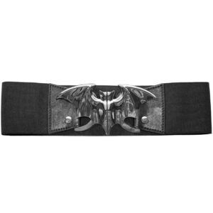 kreepsville 666 elastic waist belt bat silver elastic split buckle fastening, black, silver, 2xl/3xl