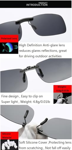 Flydo Polarized Clip Sunglasses for Prescription Eyeglasses-Clip on Sunglasses