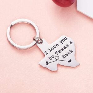 I Love You to Texas and Back Keychain Boyfriend Girlfriend Long Distance Relationship Gift Going Away Gifts Friendship (Keychain)