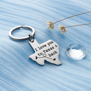 I Love You to Texas and Back Keychain Boyfriend Girlfriend Long Distance Relationship Gift Going Away Gifts Friendship (Keychain)