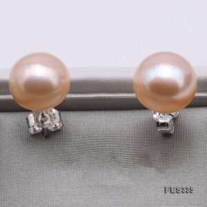 JYX Pearl Earrings 10mm Pink Freshwater Pearl Studs Earrings