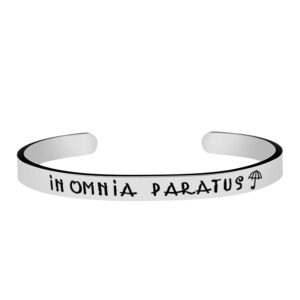 jvvsci in omnia paratus cuff bracelet, inspirational motivational gift, best friends gift, the motto of the life and death brigade, ready for anything