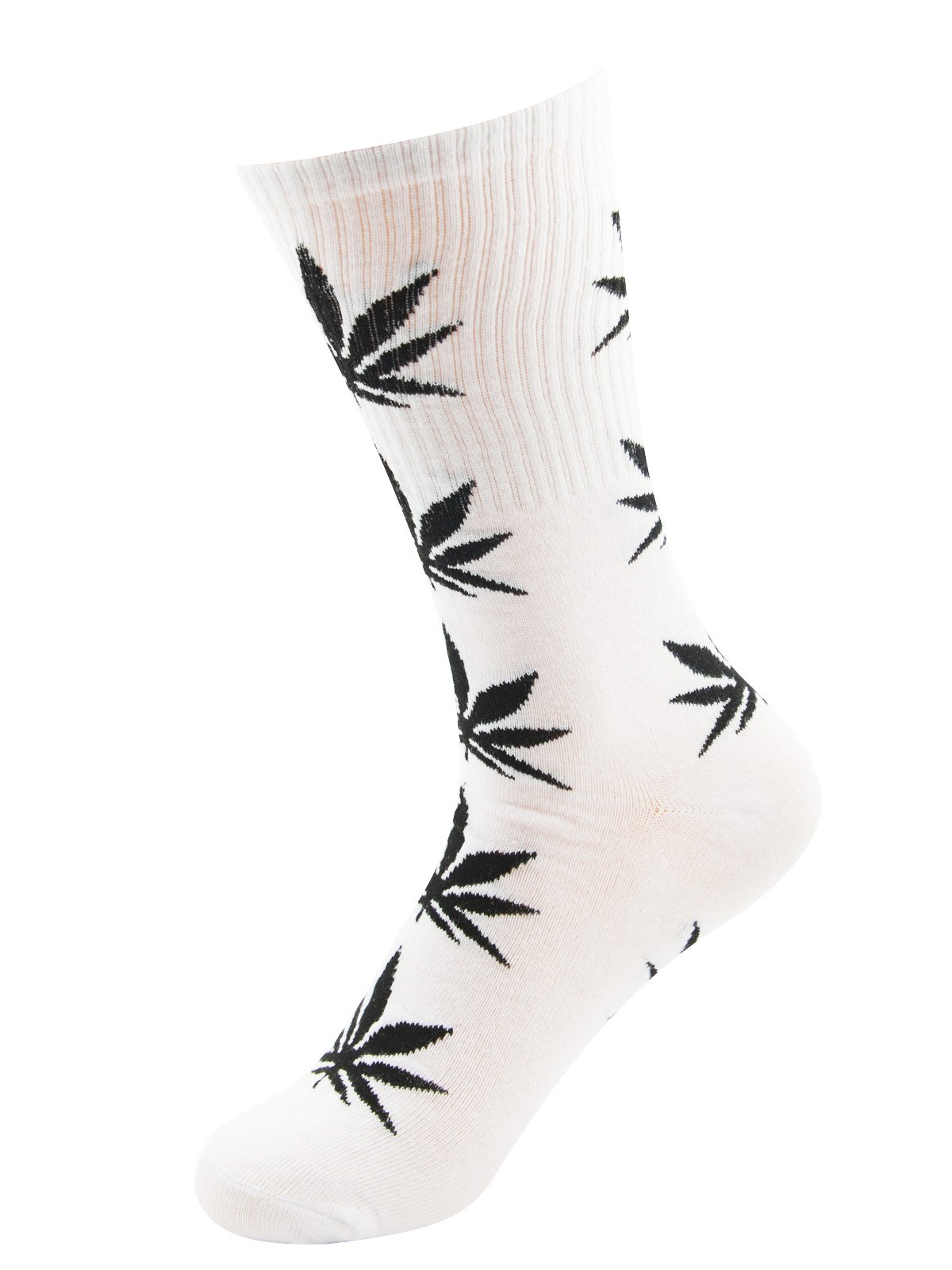 Athletic Sports High Crew Socks for Men Women Leaf Cotton Sock 3 Pairs Black White Green