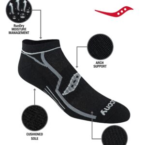 Saucony Men's Multi-Pack Bolt Performance Comfort Fit No-Show Socks, Black Assorted (6 Pairs), Shoe Size: 8-12