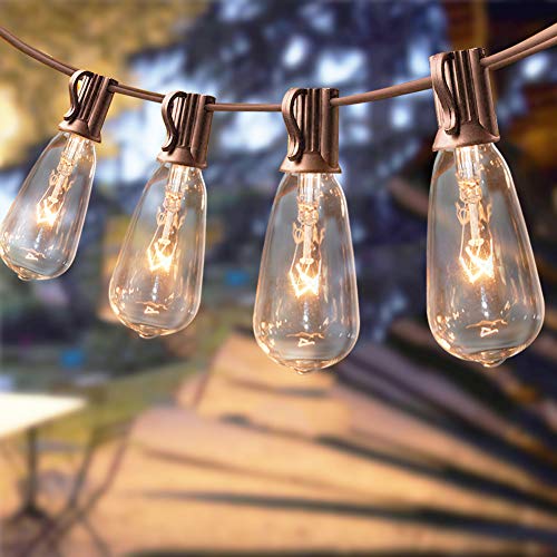 Abeja 10-Pack Edison Light Bulbs, ST40 Clear Edison Light Bulbs, 7 Watt/ E17 Screw Base ST40 Vintage Replacement Light Bulbs for Outdoor Patio ST40 String Lights, Warm White