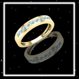 Dazzlingrock Collection Round Aquamarine Stackable Single Row Wedding Band for Women in 14K Yellow Gold, Size 7.5