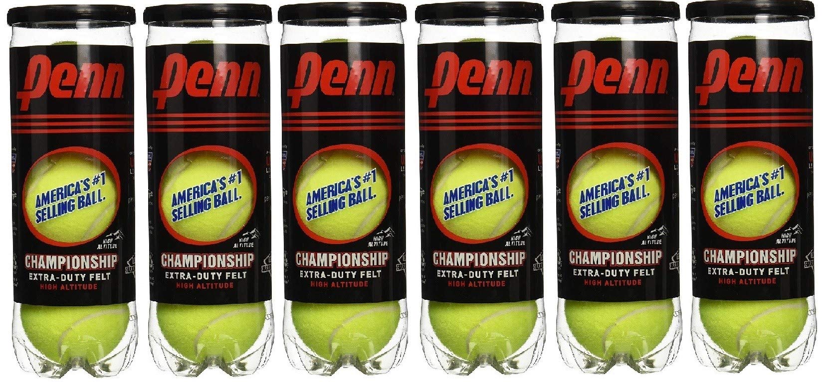 Penn High Altitude Tennis Balls Championship – 6 Pack 18 Balls Yellow - USTA & ITF Approved - Official Ball of The United States Tennis Association Leagues - Natural Rubber for consistent Play