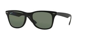 ray-ban rb4195 wayfarer liteforce 601s9a 52m matte black/green polarized square sunglasses for men for women + bundle with designer iwear eyewear kit