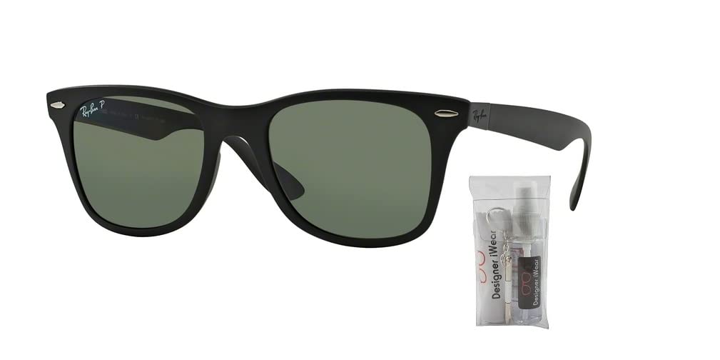 Ray-Ban RB4195 WAYFARER LITEFORCE 601S9A 52M Matte Black/Green Polarized Square Sunglasses For Men For Women + BUNDLE with Designer iWear Eyewear Kit