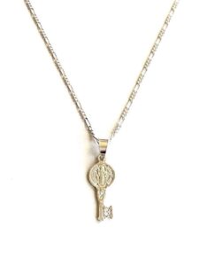 luxurygold888 925 sterling silver saint benedict key necklace 18" long-22mm/cadena de san benito llave 18" largo