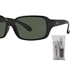 Ray-Ban RB4068 601 60M Black/Green Crystal Sunglasses For Women+ BUNDLE with Designer iWear Eyewear Kit