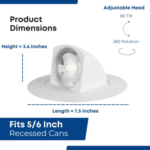 Feit Electric 5-6 inch Adjustable Scoop Recessed LED Downlight, 3000K Bright White, Dimmable, 75W Equivalent, 45 Year Life, 850 Lumen, High CRI, LEDR56SCP/930CA/SP