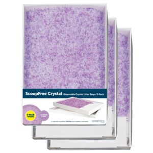 petsafe scoopfree crystal cat litter tray refills – lavender scent, 3-pack – disposable tray – includes leak protection & low tracking litter – absorbs odors on contact