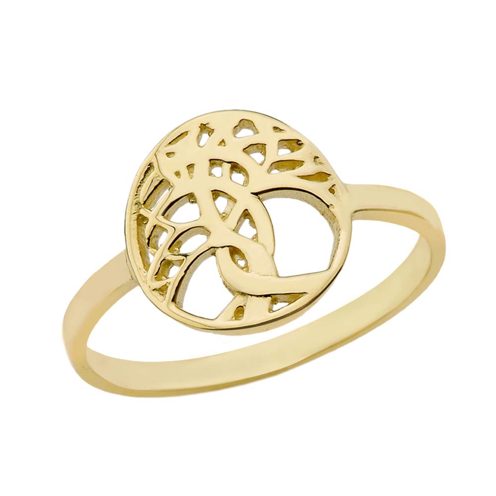 Women's Tree of Life Beautiful Ring Solid 10k Yellow Gold Band (Size 6.75)