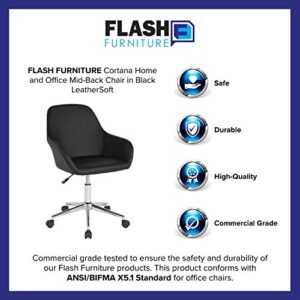 Flash Furniture Cortana Home and Office Mid-Back Chair in Black LeatherSoft