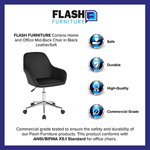 Flash Furniture Cortana Home and Office Mid-Back Chair in Black LeatherSoft