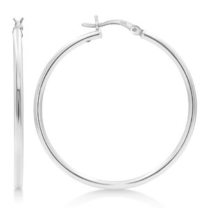 kezef 925 sterling silver hoop earrings for women, men | 2mm thin high polished silver hoop earrings hypoallergenic | lightweight jewelry earring 40mm diameter