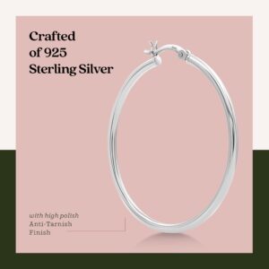 KEZEF 925 Sterling Silver Hoop Earrings For Women, Men | 2mm Thin High Polished Silver Hoop Earrings Hypoallergenic | Lightweight Jewelry Earring 40mm Diameter