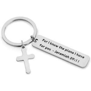 hollp religious jewelry jeremiah 29:11 keychain for i know the plans i have for you christian gift cross charm (keychain)