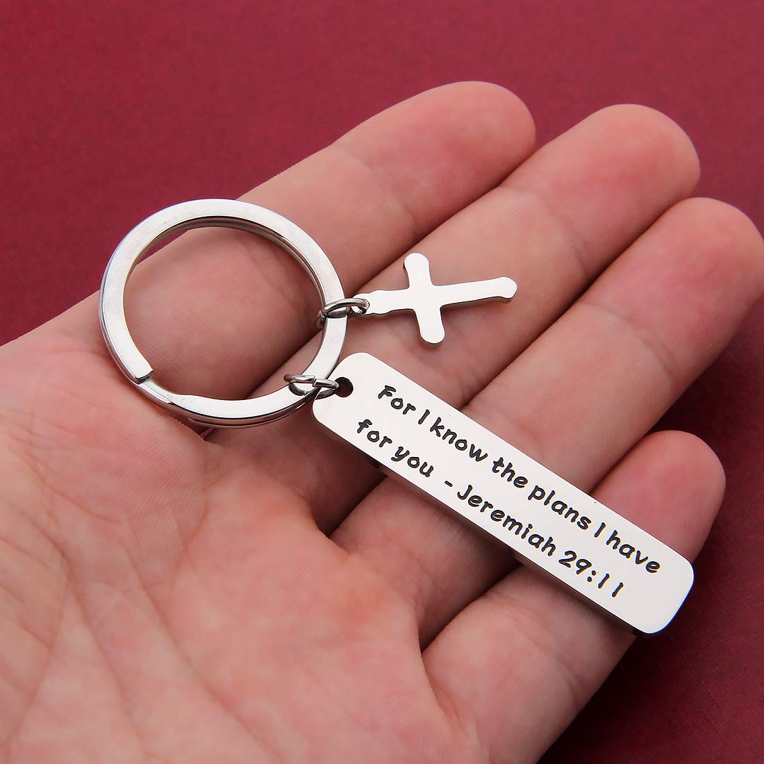 HOLLP Religious Jewelry Jeremiah 29:11 Keychain For I know The Plans I have For You Christian Gift Cross Charm (Keychain)