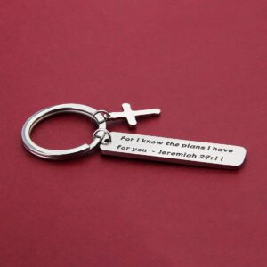 HOLLP Religious Jewelry Jeremiah 29:11 Keychain For I know The Plans I have For You Christian Gift Cross Charm (Keychain)