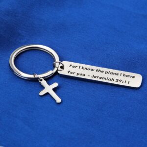 HOLLP Religious Jewelry Jeremiah 29:11 Keychain For I know The Plans I have For You Christian Gift Cross Charm (Keychain)