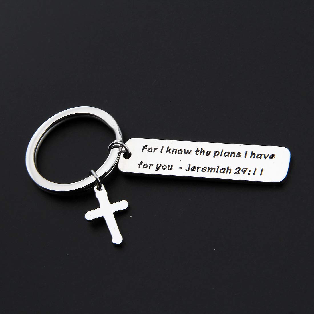 HOLLP Religious Jewelry Jeremiah 29:11 Keychain For I know The Plans I have For You Christian Gift Cross Charm (Keychain)