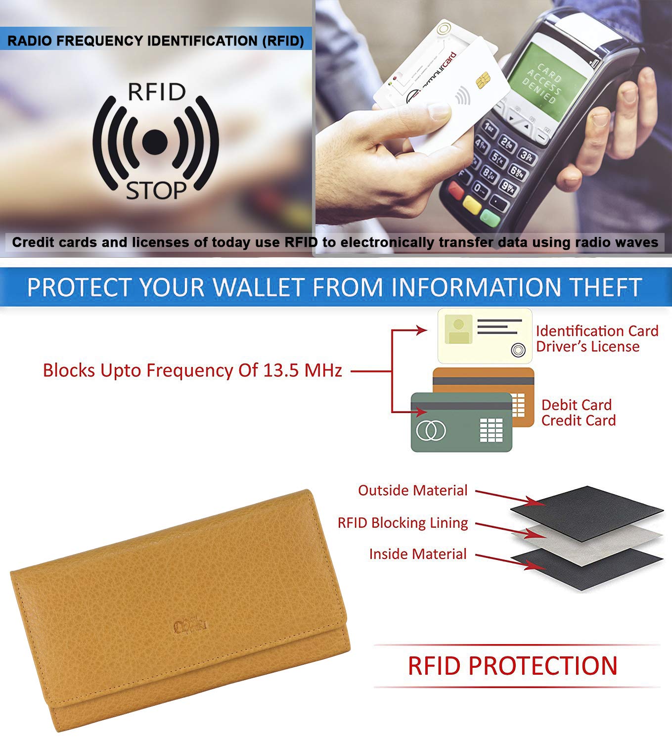 Mou Meraki Women RFID Blocking Real Leather Bifold Wallets For Women-Shield Against Identity Theft (LIGHT YELLOW)