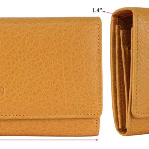 Mou Meraki Women RFID Blocking Real Leather Bifold Wallets For Women-Shield Against Identity Theft (LIGHT YELLOW)