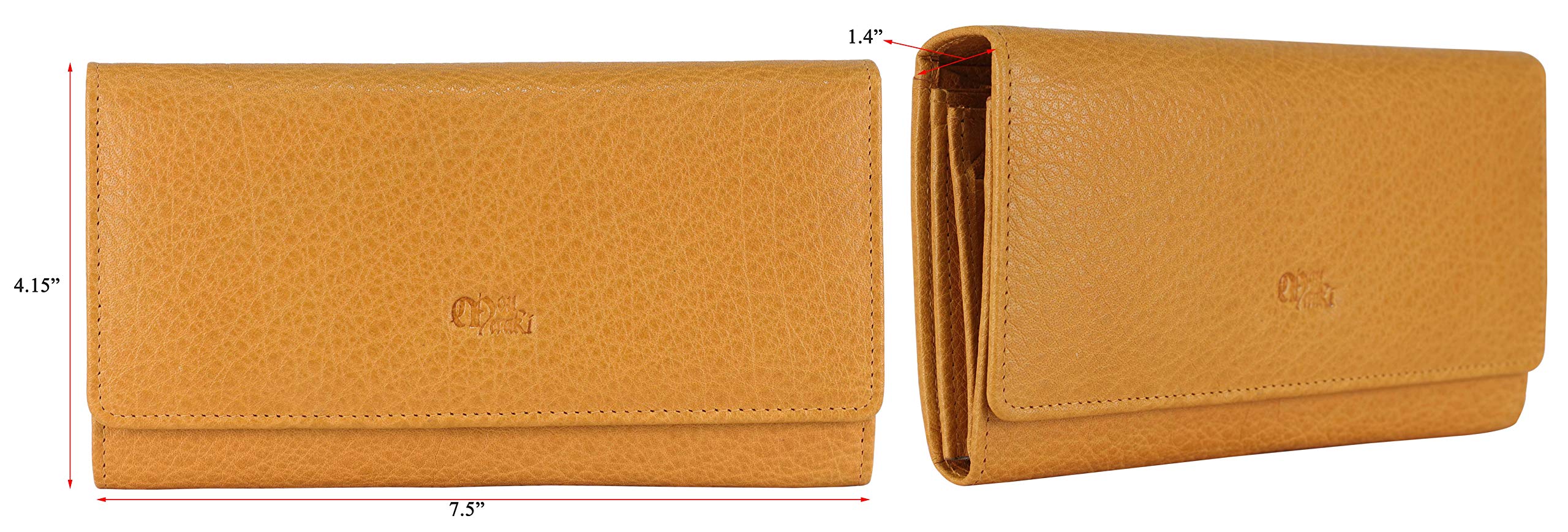 Mou Meraki Women RFID Blocking Real Leather Bifold Wallets For Women-Shield Against Identity Theft (LIGHT YELLOW)