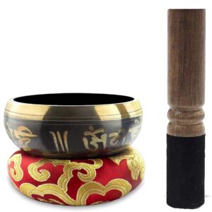 aitreasure tibetan singing bowl set with mallet & cushion- meditation sound bowl for chakra healing, yoga, zen garden(4inch)