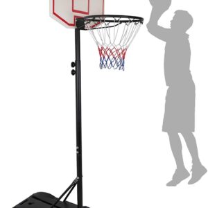 HomGarden Mini Portable Basketball Hoop Stand for Kids Juniors 8 ft Adjustable Height Backboard Starter Basketball System w/Wheels Indoor Outdoor