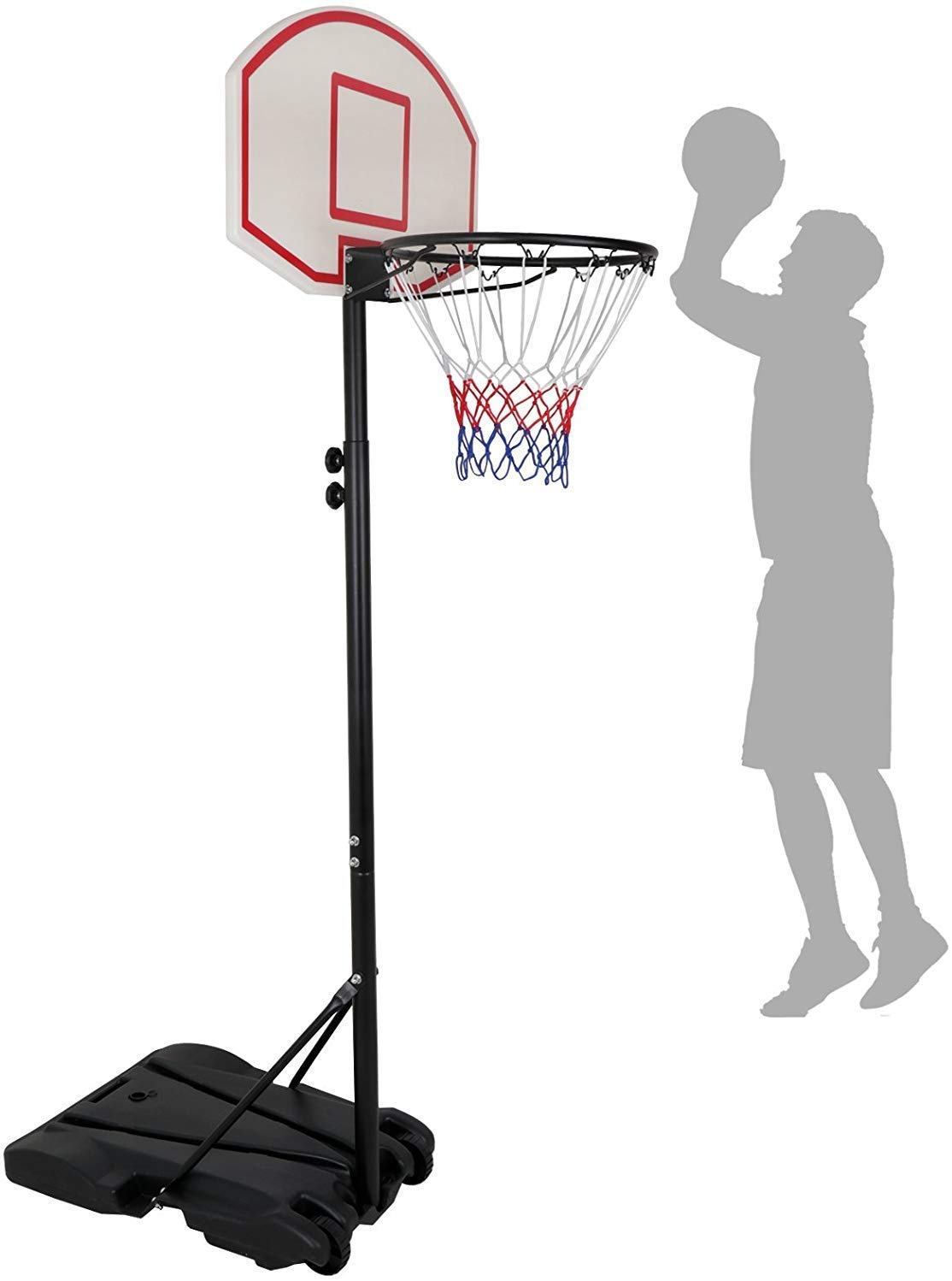 HomGarden Mini Portable Basketball Hoop Stand for Kids Juniors 8 ft Adjustable Height Backboard Starter Basketball System w/Wheels Indoor Outdoor