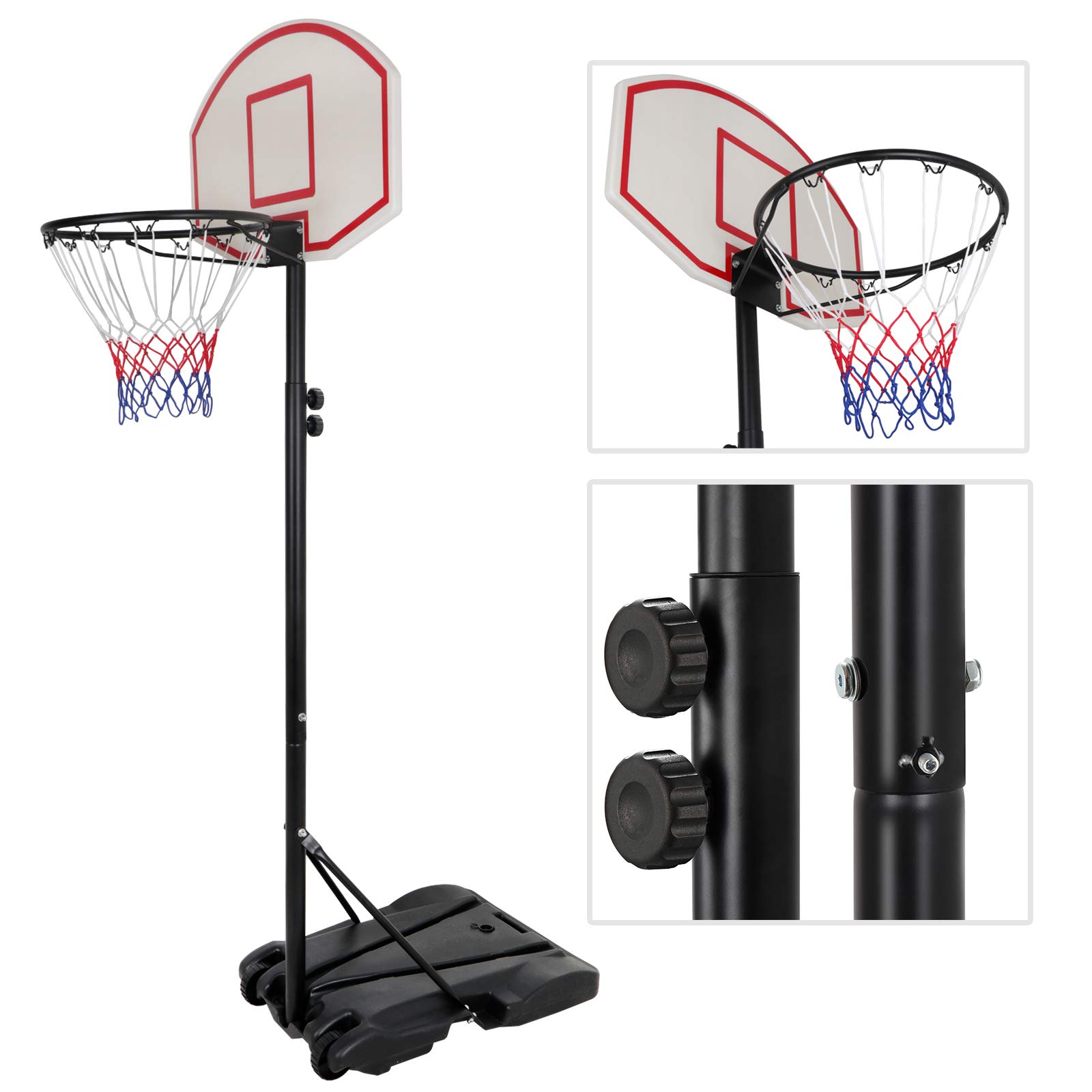 HomGarden Mini Portable Basketball Hoop Stand for Kids Juniors 8 ft Adjustable Height Backboard Starter Basketball System w/Wheels Indoor Outdoor