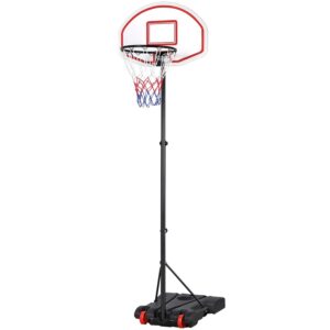 yaheetech portable basketball hoop system 5.2-7 ft height adjustable basketball stand for youth indoor/outdoor w/wheels 29 inch backboard basketball goals