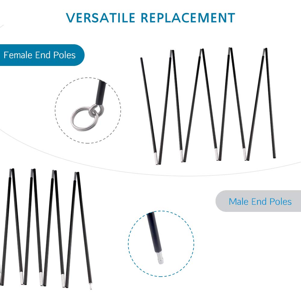 BRILLIANCE4U Tent Poles Replacement 0.33”/8.5mm, Fits both Female and Male Ends, Lightweight Tent Pole Repair Kit, 7001 Aluminum Alloy Tent Rod，14ft 7in 1 Pole Pack