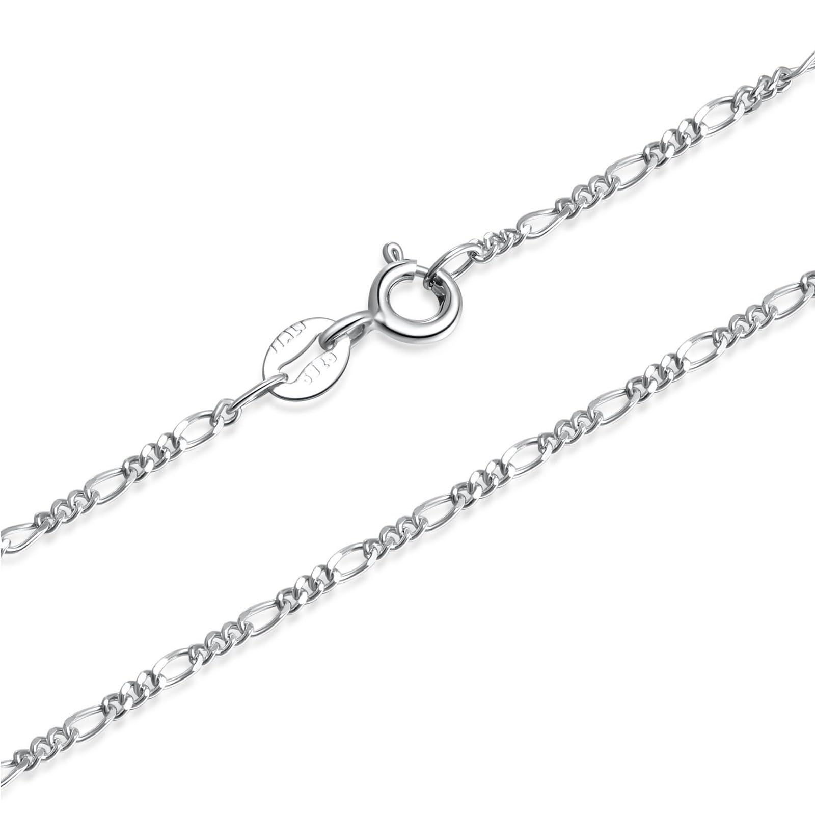 SILBERTALE 1.5mm Thin 925 Sterling Silver Italian Figaro Chain Necklace 14 inch