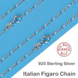 SILBERTALE 1.5mm Thin 925 Sterling Silver Italian Figaro Chain Necklace 14 inch