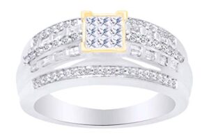 affy mutli shape white natural diamond two tone engagement wedding ring in 10k solid white gold (0.5 cttw)-7.5