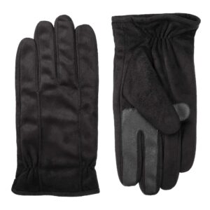 isotoner men's microfiber touchscreen gloves w/water repellent technology, black, x-large