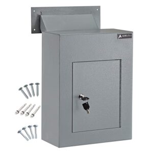 adiroffice through the wall drop box safe - durable thick steel w/adjustable chute - mail vault for home office hotel apartment grey