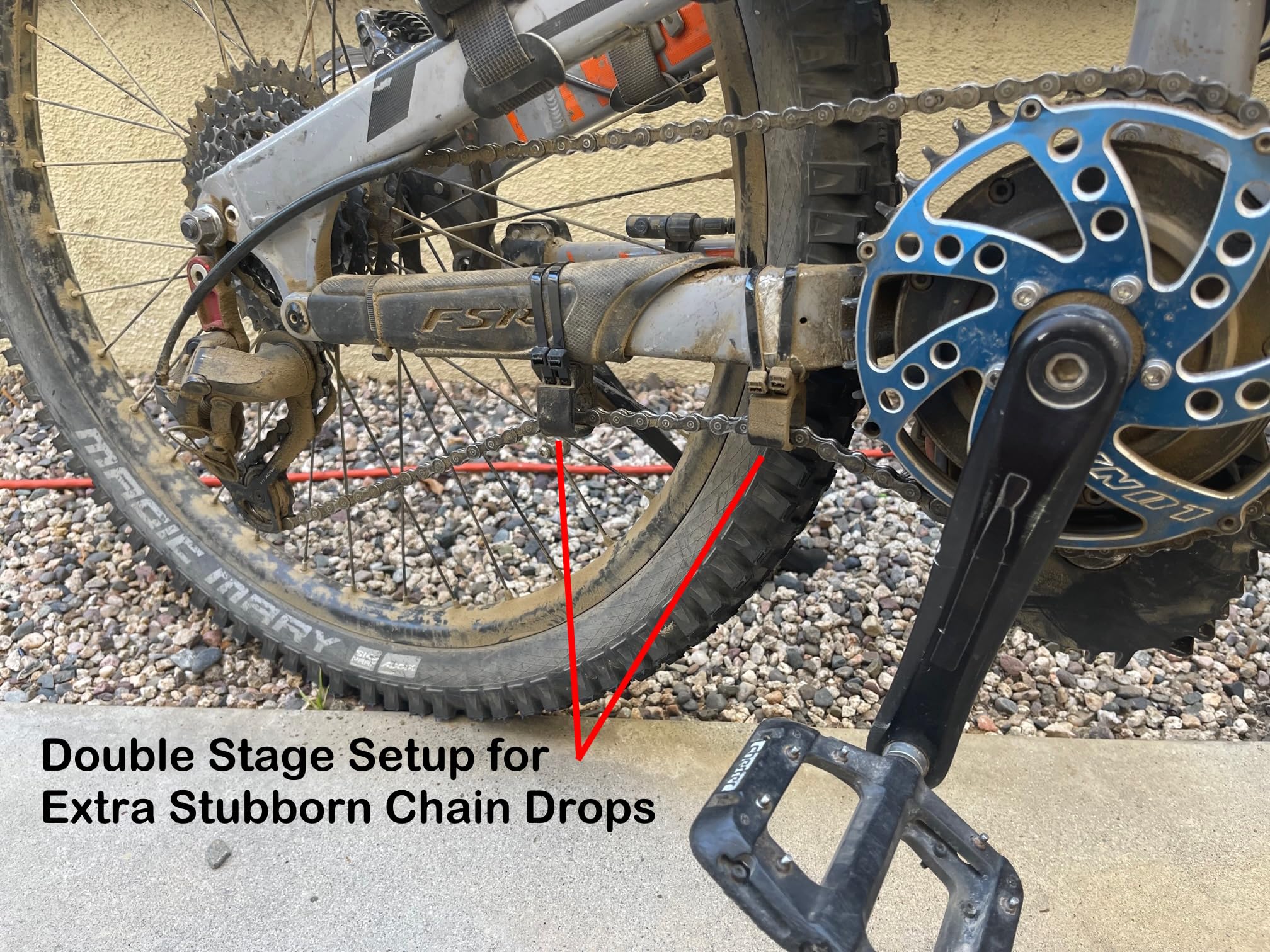 Quintessentialz Chain Guide Mountain Bike Tensioner Double Stage Design for Chain Drops 1X 2X 3X Drives