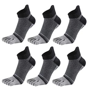 men toe socks cotton low cut no show athletic running 5 finger wicking 6 pack