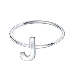 aoedej 925 sterling silver stackable initial letter rings capital letter ring charm initial band for women (j, 6)